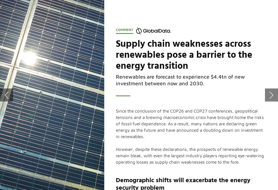 Supply chain weaknesses pose a barrier to the energy transition ...