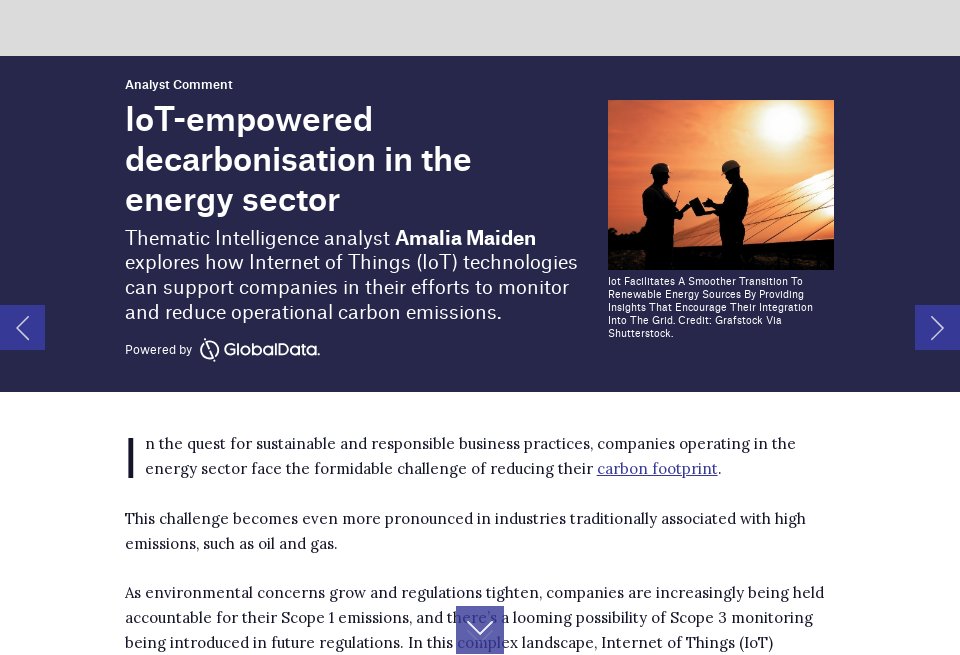 Iot Empowered Decarbonisation In The Energy Sector Future Power Technology Magazine Issue
