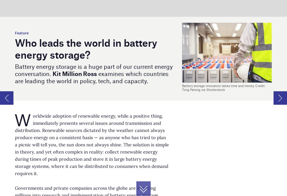 Who leads the world in battery energy storage? - Future Power ...