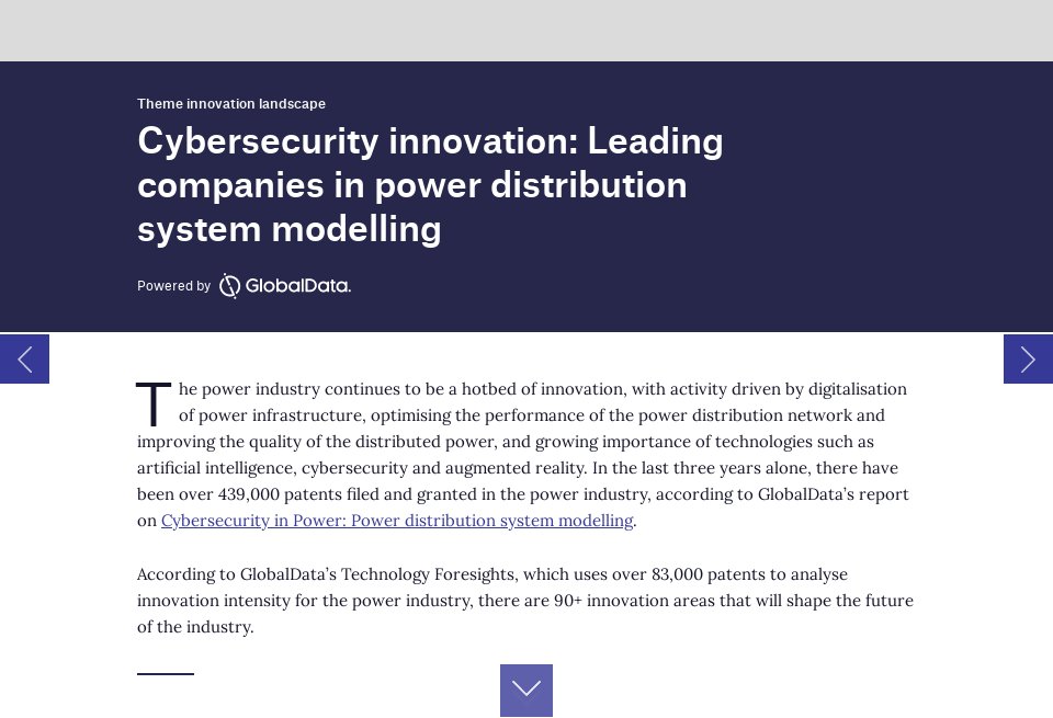 Cybersecurity innovation: Leading companies in power distribution ...