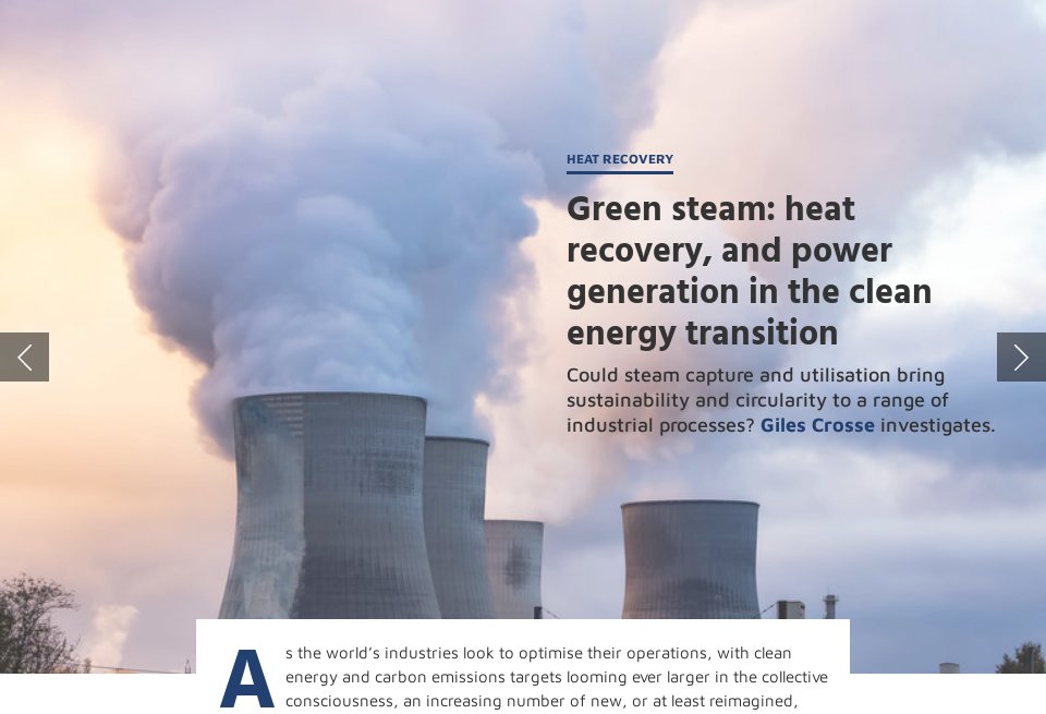 Green steam: heat recovery, and power generation in the clean energy ...
