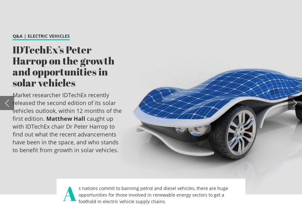 IDTechEx’s Peter Harrop on the growth and opportunities in solar ...