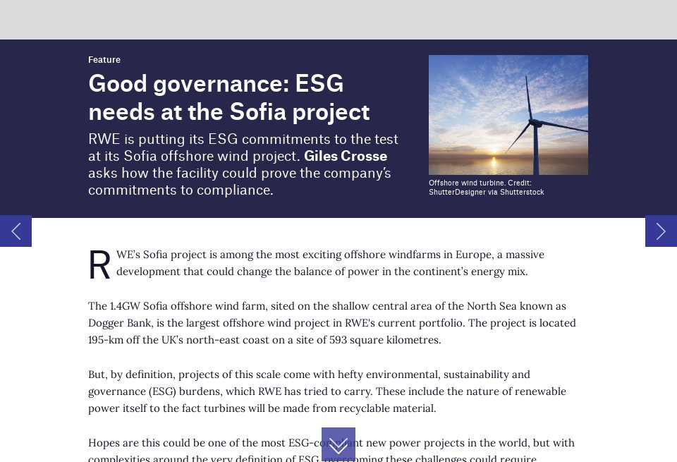 Good governance: ESG needs at the Sofia project - Future Power Technology Magazine | Issue 153 ...