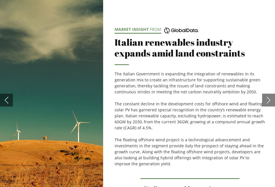 Italian renewables industry expands amid land constraints - Future ...