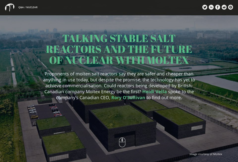 Talking stable salt reactors and the future of nuclear with Moltex ...